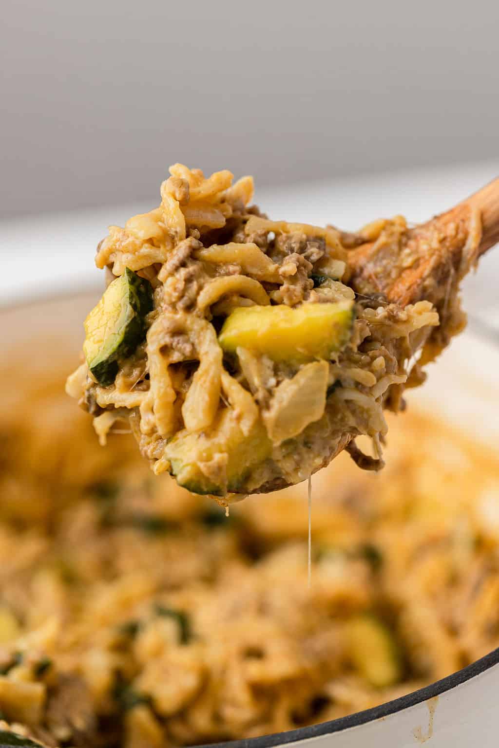 One Pot (30 minute!) Zucchini Mushroom Beef Pasta | Lauren Fit Foodie