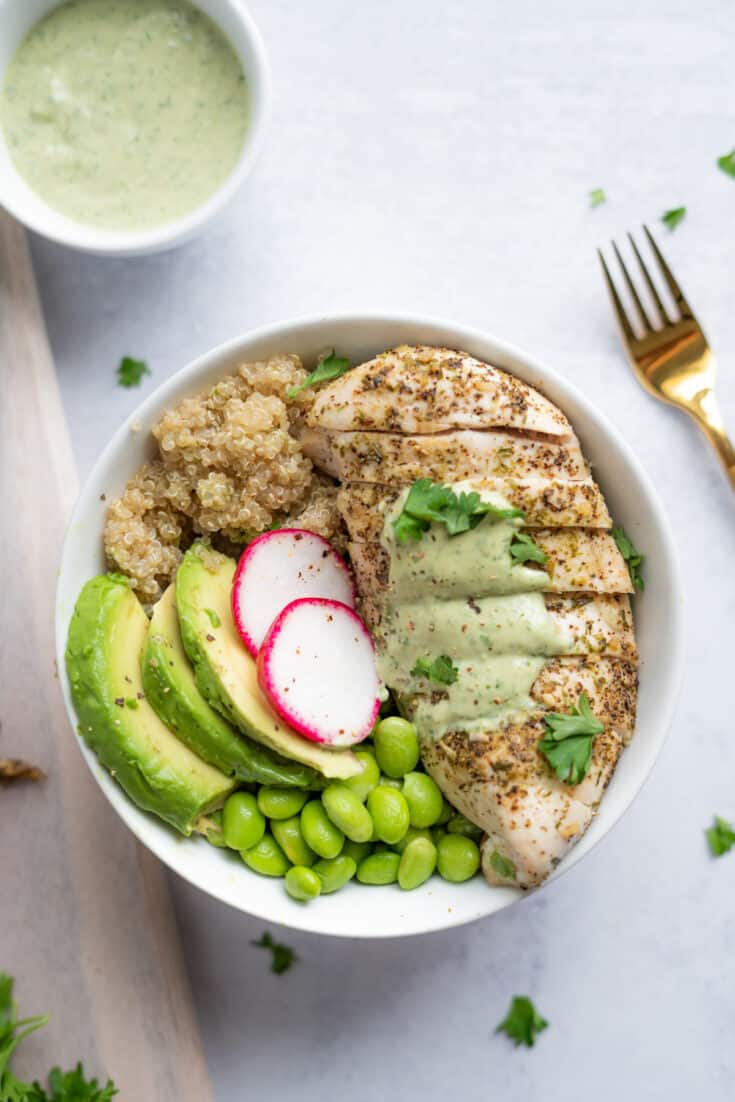 Green Goddess Glow Bowls (Healthy Chicken Bowls) | Lauren Fit Foodie