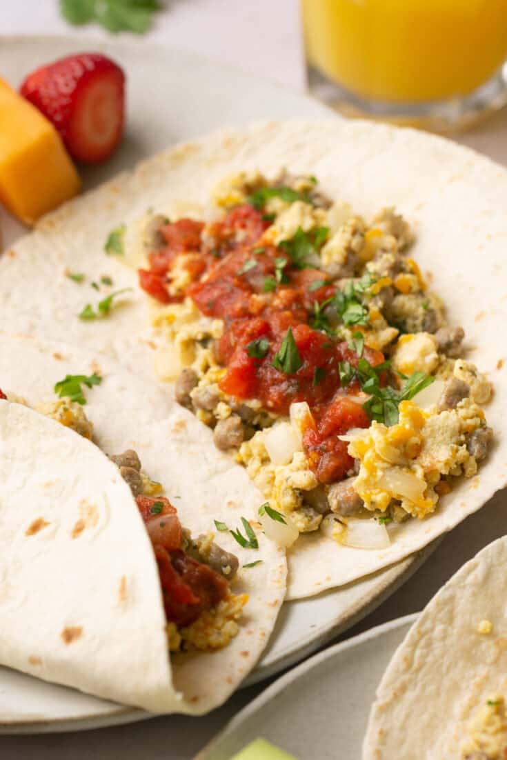 High Protein Breakfast Tacos (Sausage and Cheese) | Lauren Fit Foodie