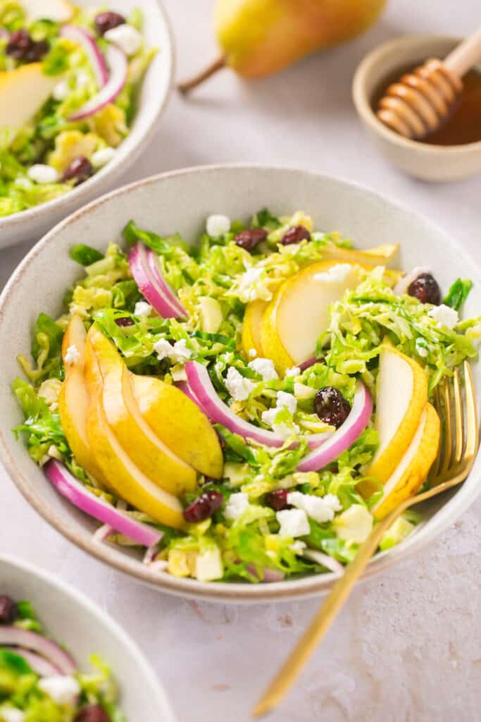 Shaved Brussel Sprouts Salad with Dijon Vinaigrette, Pear and ...