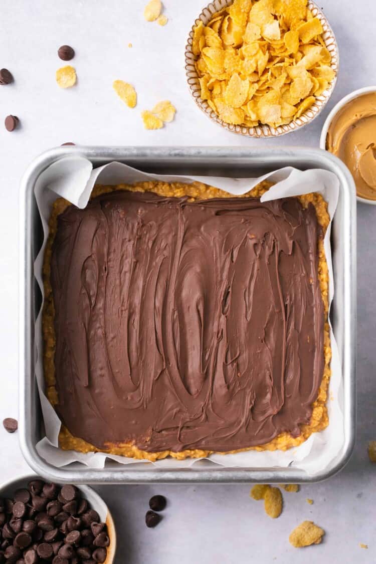 Peanut Butter Cornflake Bars (no corn syrup)