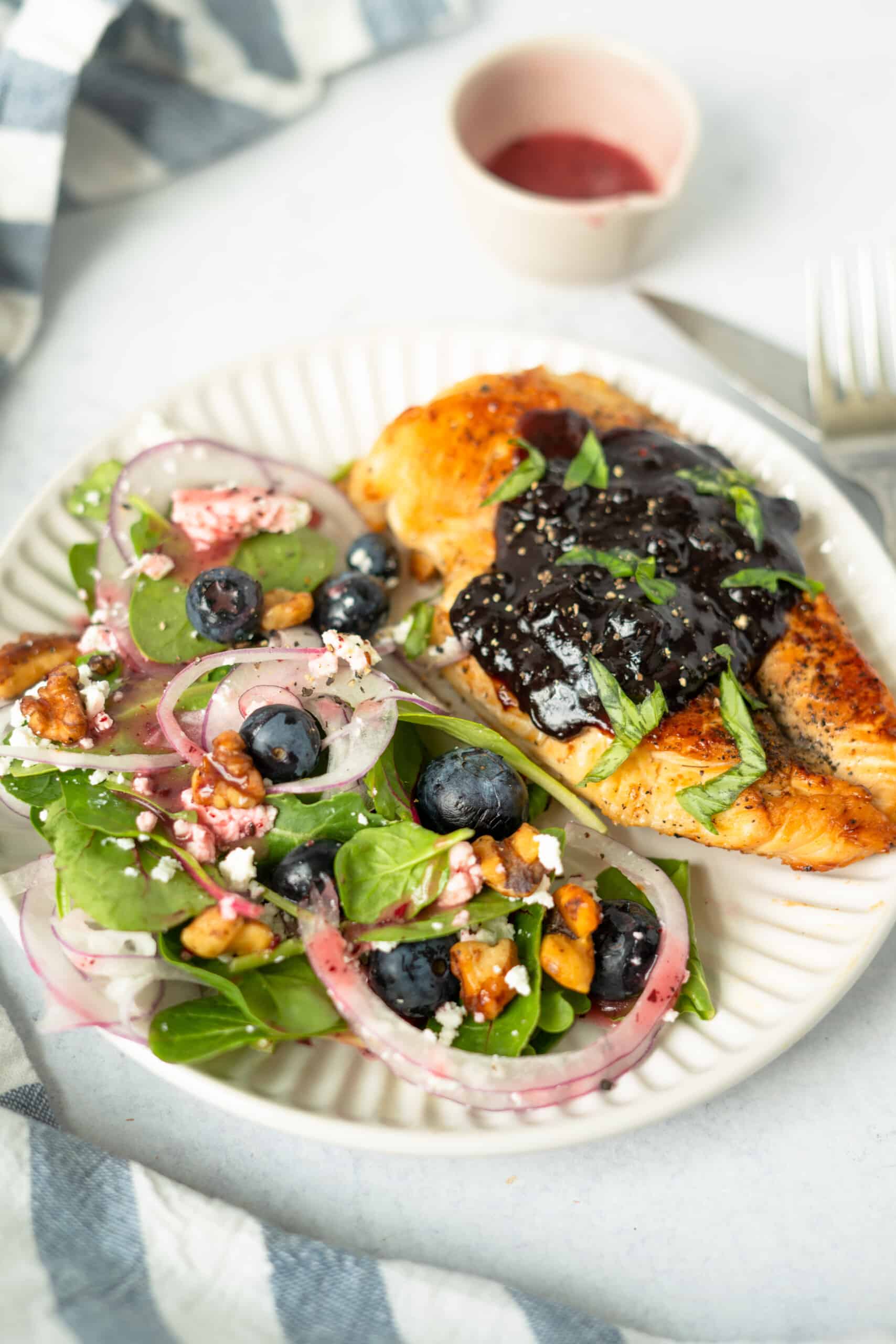 Grilled Chicken with Balsamic Blueberry Basil Sauce | Lauren Fit Foodie