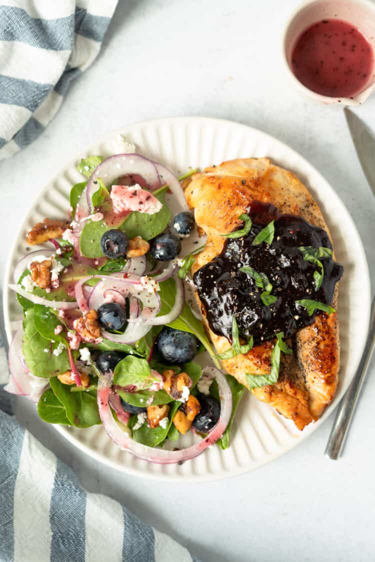 Grilled Chicken with Balsamic Blueberry Basil Sauce | Lauren Fit Foodie