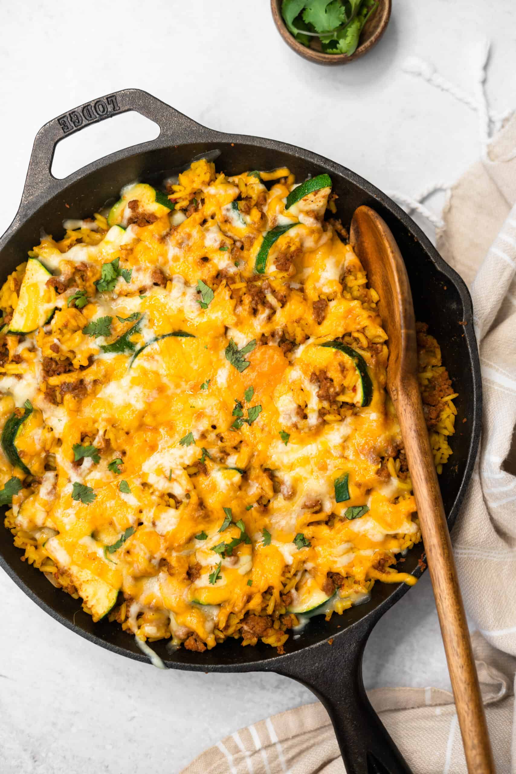Cheesy Yellow Rice and Ground Turkey Skillet (30-Minutes)