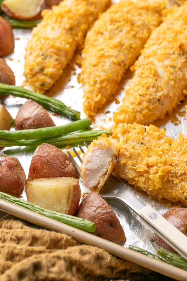 Sheet Pan Cornflake Chicken Dinner | Lauren Fit Foodie