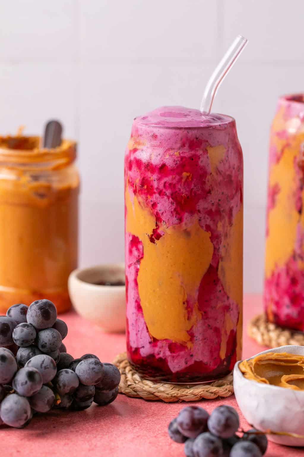 peanut-butter-and-jelly-smoothie-high-protein-lauren-fit-foodie
