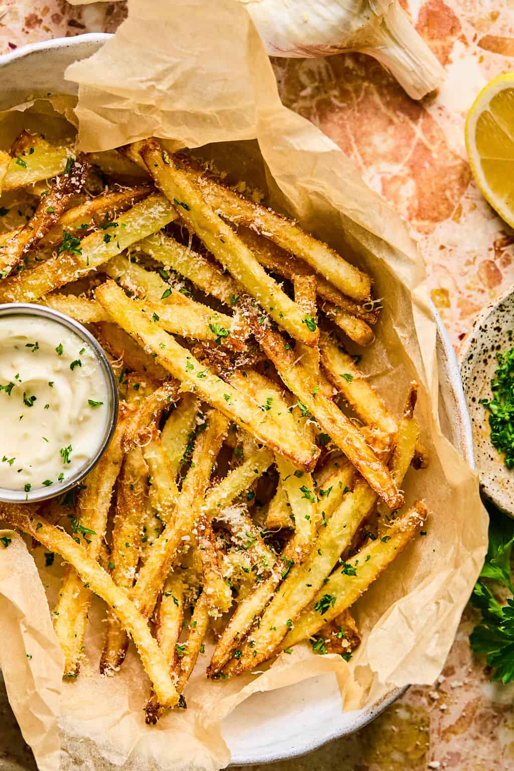 Air Fryer Garlic Parmesan Fries + Fry Sauce | Lauren Fit Foodie