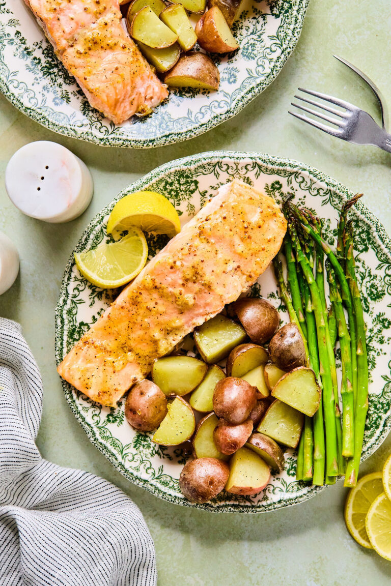 Sheet Pan Maple Dijon Salmon Dinner | Lauren Fit Foodie